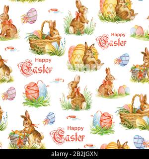 Watercolor illustration of Easter eggs seamless pattern. Endless ...
