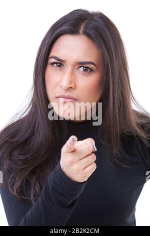 Indian woman looking grumpy Stock Photo - Alamy