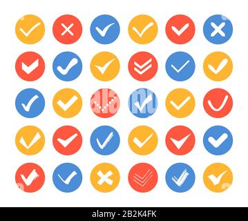 Check and cross marks vector icons. Correct and incorrect symbols. Decision making Vector ...
