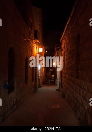 Night walk in streets of Nachlaot Jerusalem Neighborhood Stock Photo ...