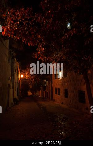 Night walk in streets of Nachlaot Jerusalem Neighborhood Stock Photo ...