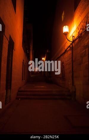 Night walk in streets of Nachlaot Jerusalem Neighborhood Stock Photo ...