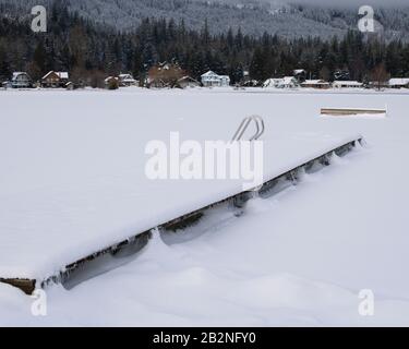 Winter ice on Lake Errock in Mission, British Columbia, Canada Stock ...
