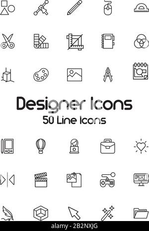 bundle of designer set icons and lettering Stock Vector Image & Art - Alamy