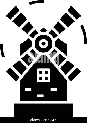 Millwind line icon, concept sign, outline vector illustration, linear ...