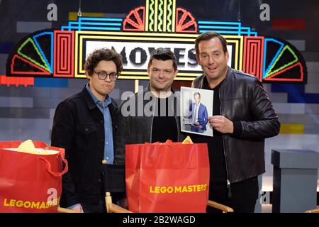 Christopher Miller, from left, Phil Lord, and Dan Lin pose with the ...