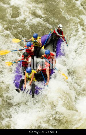 Whitewater Rafting Boat Group Of Seven People Stock Photo - Alamy