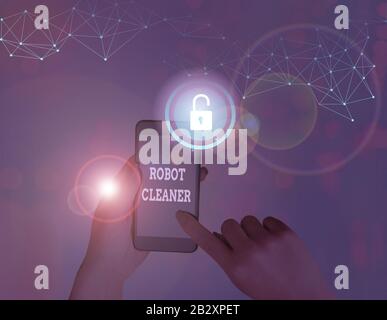 Text sign showing Robot Cleaner. Business photo text Intelligent ...
