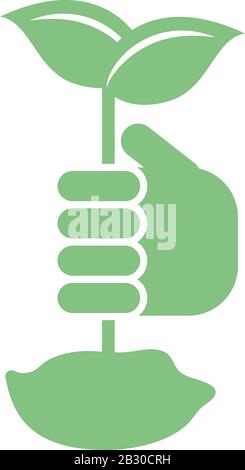 hand holding a plant icon over white background vector illustration ...