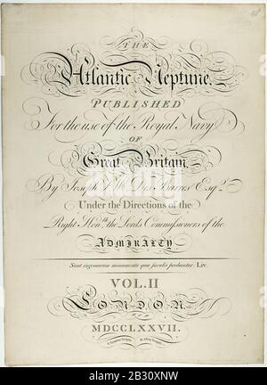 General title page to volume II of the Atlantic Neptune Stock Photo - Alamy