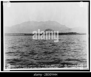 Mount Varak, the city of Van, and its historic fort are shown from a ...