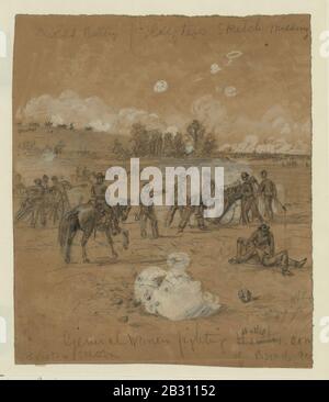 General Warren fighting at Bristoe station. Morgan collection of Civil ...