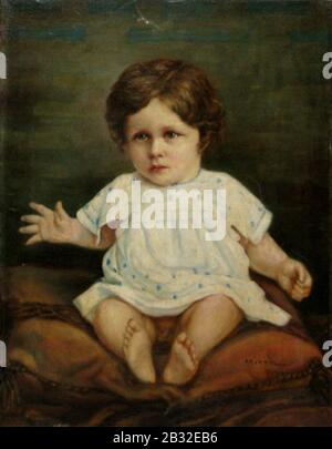 'Copil asezat' by George Demetrescu Mirea depicts a seated child in a ...