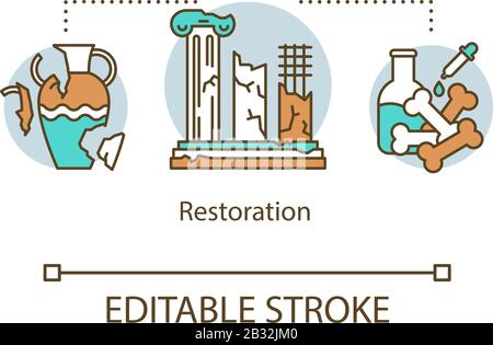 Restoration concept icon. Laboratory analysis archeological artifacts ...
