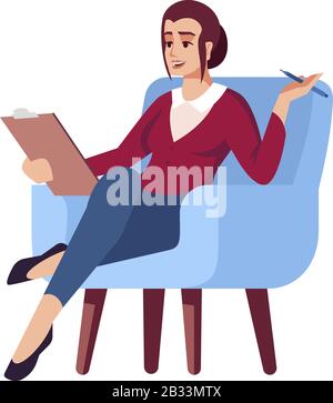 Businesswoman with clipboard semi flat color vector character Stock ...