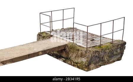 Old vintage concrete well to control the water level in the lake ...