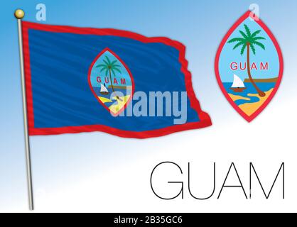Guam flag map, official color with proportion, fully Editable ...
