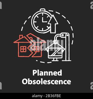 Planned obsolescence chalk RGB color concept icon. Products with ...