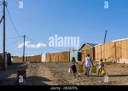 Mongolia, Ulan Bator, Khailaast district, general view on a poor ...