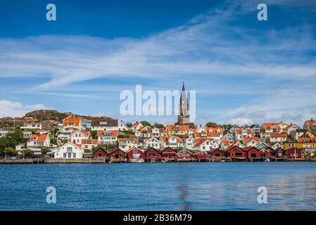 Sweden, Bohuslan, Fjallbacka, town church and port Stock Photo - Alamy