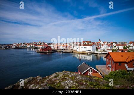 Sweden, Bohuslan, Tjorn Island, Kladesholmen, a view of the village and ...