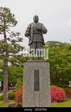 Statue of Tokugawa Ieyasu in Okazaki Castle, Japan. Ieyasu (1543-1616) was samurai and first ...