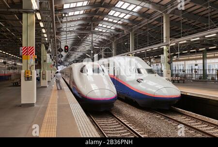 NIIGATA, Japan - The bullet train Toki No. 325 on the Joetsu Shinkansen ...