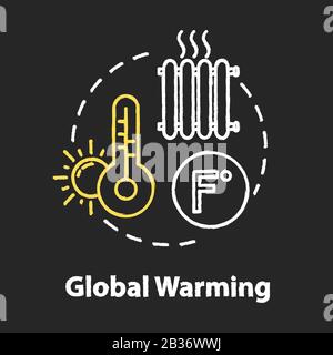 Global warming chalk RGB color concept icon. Heat wave. High ...