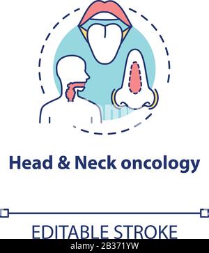 Head and neck oncology concept icon. Cancer diagnostic idea thin line ...