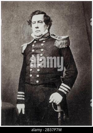Matthew Perry, Commodore US Navy. Hand-colored woodcut Stock Photo - Alamy