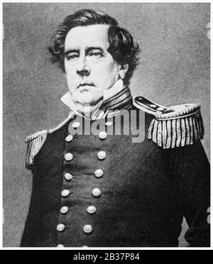 Matthew Perry, Commodore US Navy. Hand-colored woodcut Stock Photo - Alamy