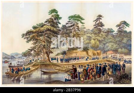 1800s 1850s COMMODORE MATTHEW PERRY MEETING IMPERIAL COMMISSIONERS AT ...
