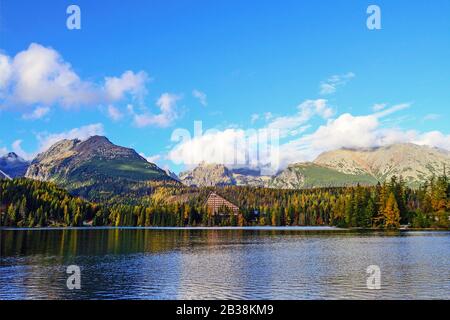 Ski resort on Lake Strba in Tatra Mountains, Slovakia Stock Photo - Alamy
