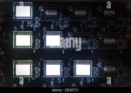 The process of checking several oled displays on the test station ...