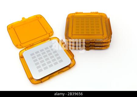 Photo of photomasks for photolithography process an orange boxes Stock ...