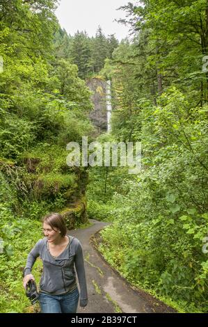 Waterfalls in the Columbia River Gorge near Portland Oregon Stock Photo ...
