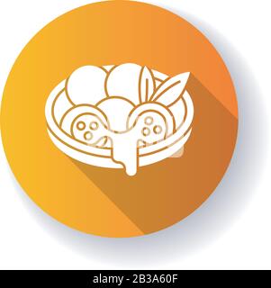 Cheesecake flat design long shadow color icon. Cake with topping and ...