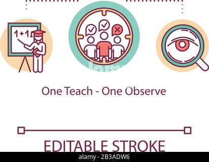 One teach - one observe concept icon. Co-teaching practise. Student ...