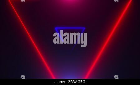 Many neon triangles in space, abstract computer generated backdrop, 3D ... Many neon triangles in space, abstract computer generated backdrop, 3D ...