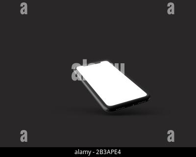 Smartphone in perspective - mockup front side with white screen ...