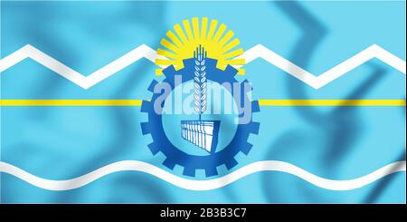 Chubut province flag, Argentina waving banner collection. 3D ...