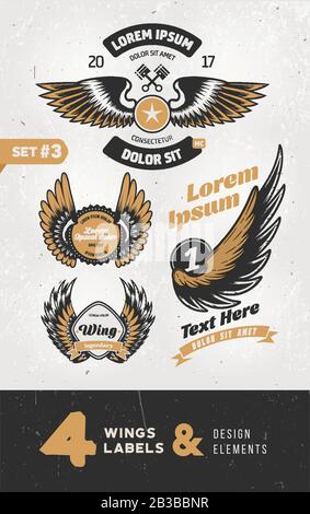 Motorcycle bike vintage design elements of skull wheel piston and ...