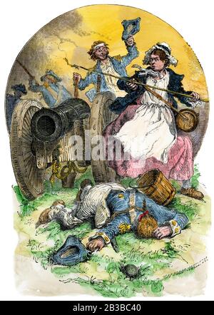 Molly Pitcher at the Battle of Monmouth, 1778, during the American ...
