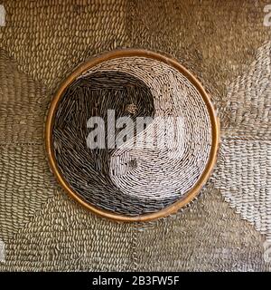 Yin and yang background texture black and white circle symbol Stock ...