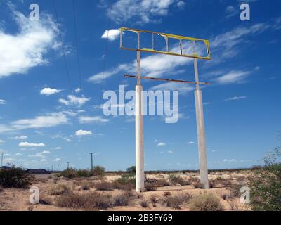 The remains of an old cement foundation in the ghost town of Sundad ...
