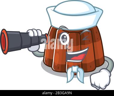 Sailor delicious chocolate pudding with on cartoon vector illustration ...