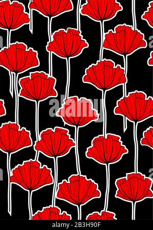 red flowers seamless pattern Stock Vector Image & Art - Alamy