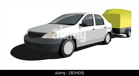 Sedan car three quarter view. Blue automobile in cartoon style Stock ...