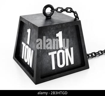 1 ton weight isolated on white background. 3D illustration Stock Photo ...