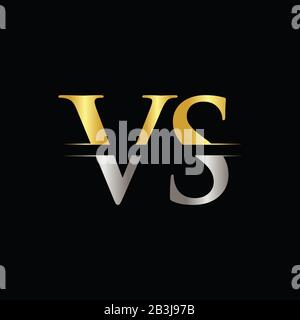Creative Letter VS Logo Vector Template With Black Color. VS Logo ...